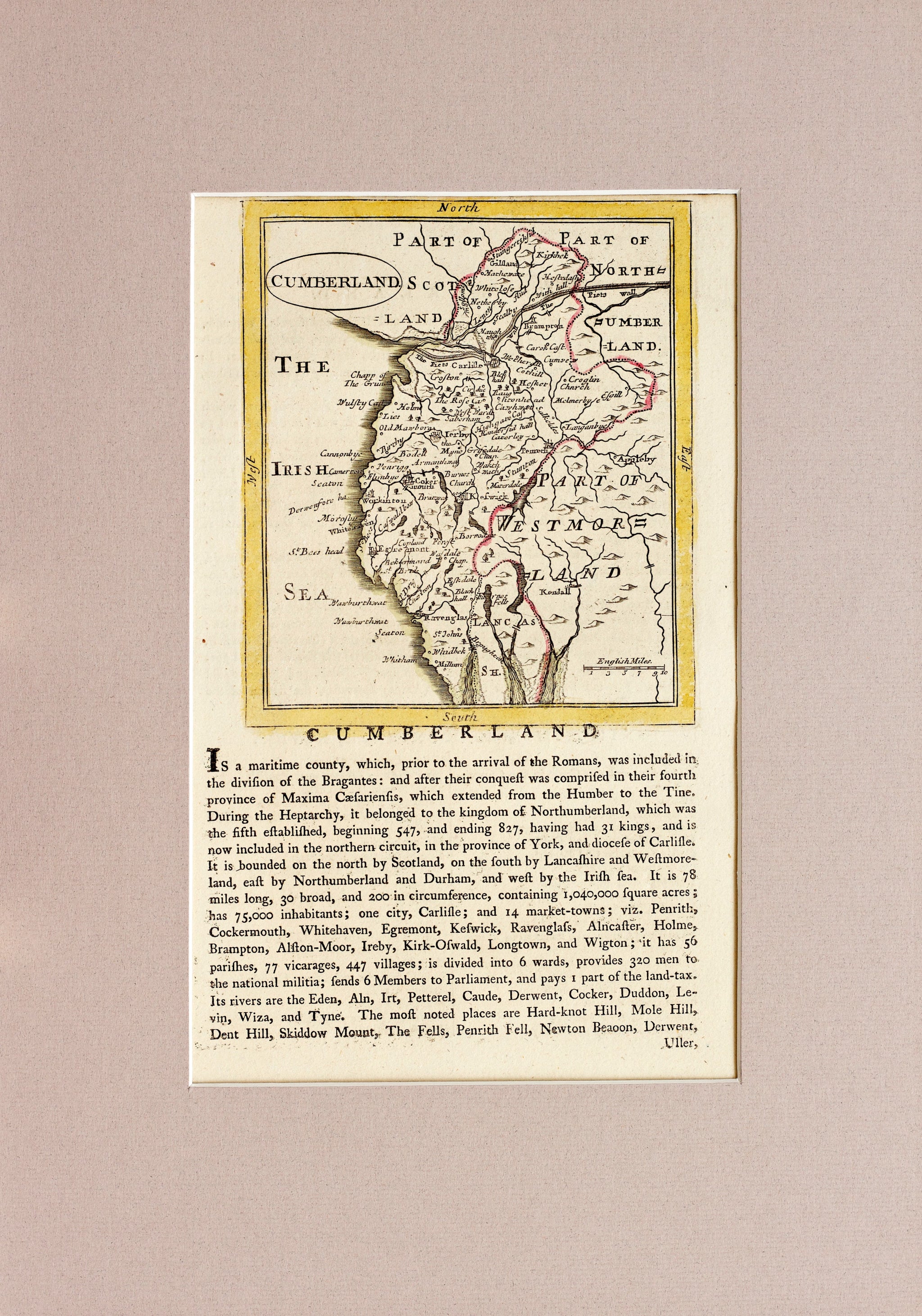 Cumberland - Antique Map by Seller and Grose, circa 1787 – The Witch Ball