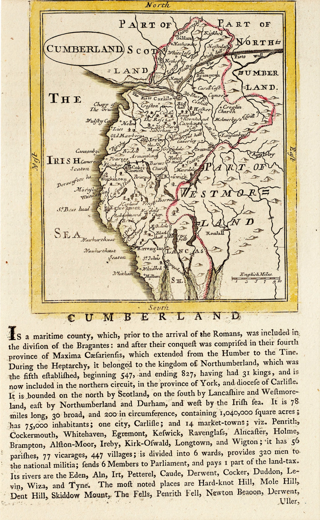 Cumberland - Antique Map by Seller and Grose, circa 1787 – The Witch Ball
