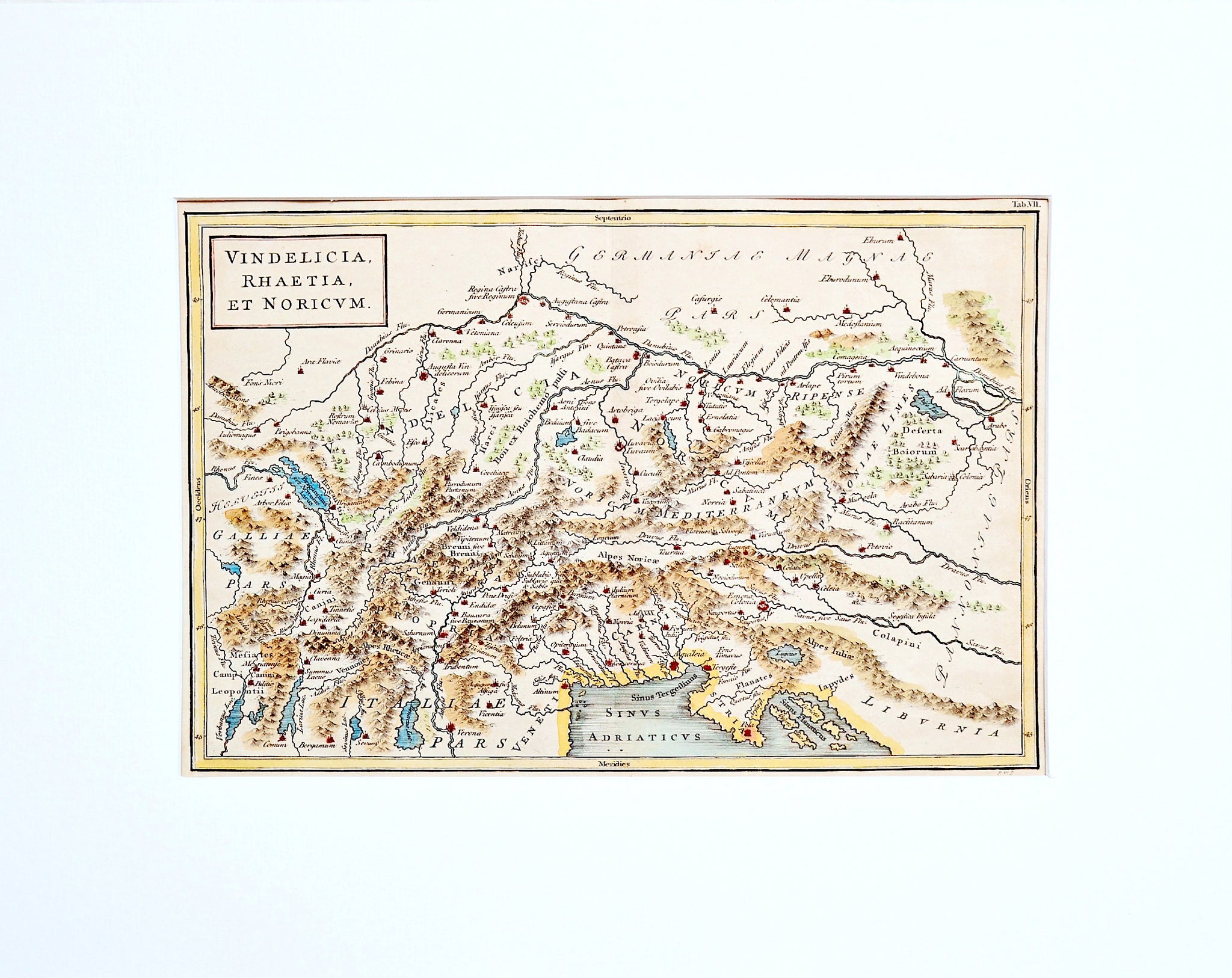 Vindelicia, Rhaetia et Noricum - Antique Map, circa 1745 – The Witch Ball