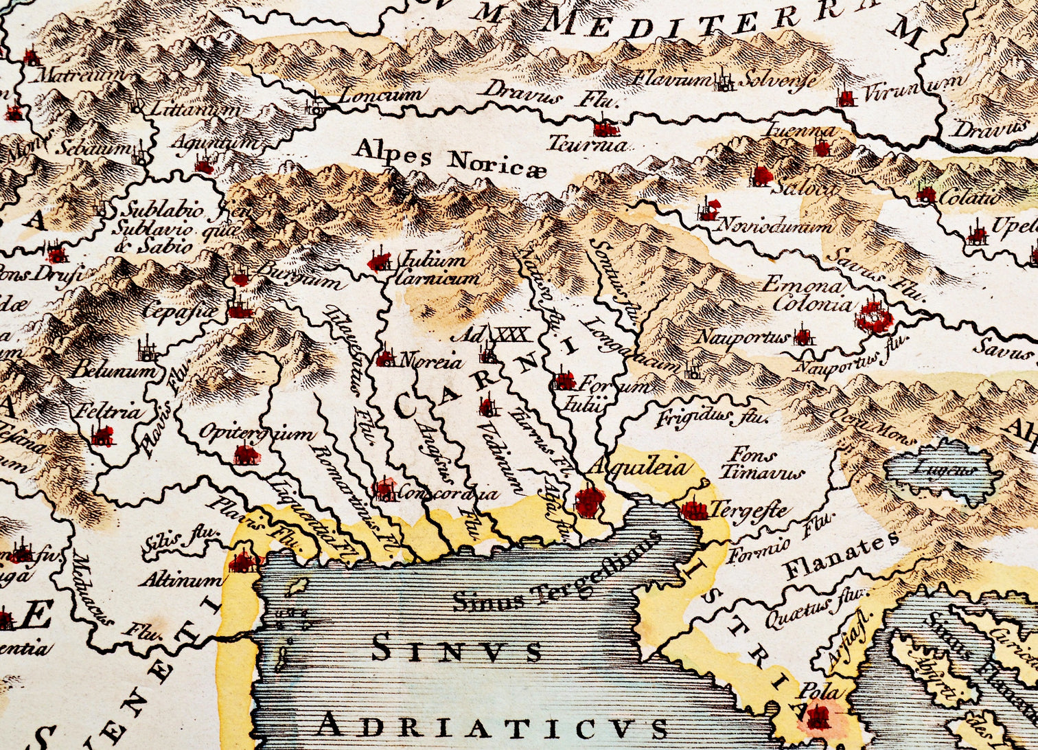 Vindelicia, Rhaetia et Noricum - Antique Map, circa 1745 – The Witch Ball