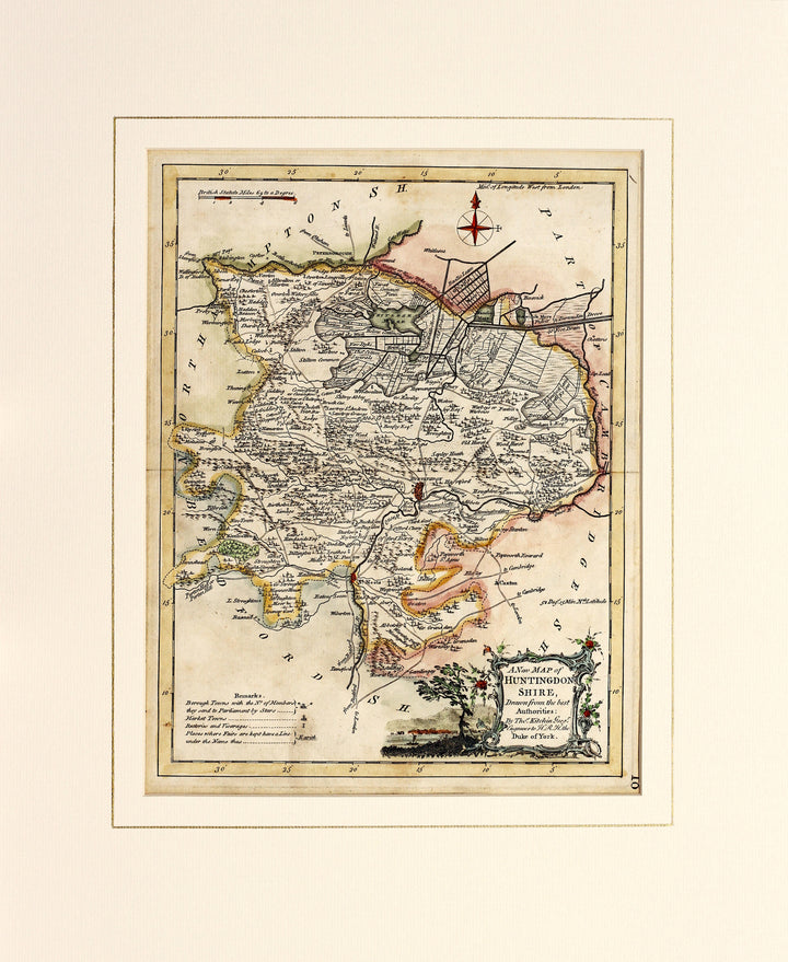 A New Map of Huntingdonshire - Antique Map by Thomas Kitchin, circa 17 ...