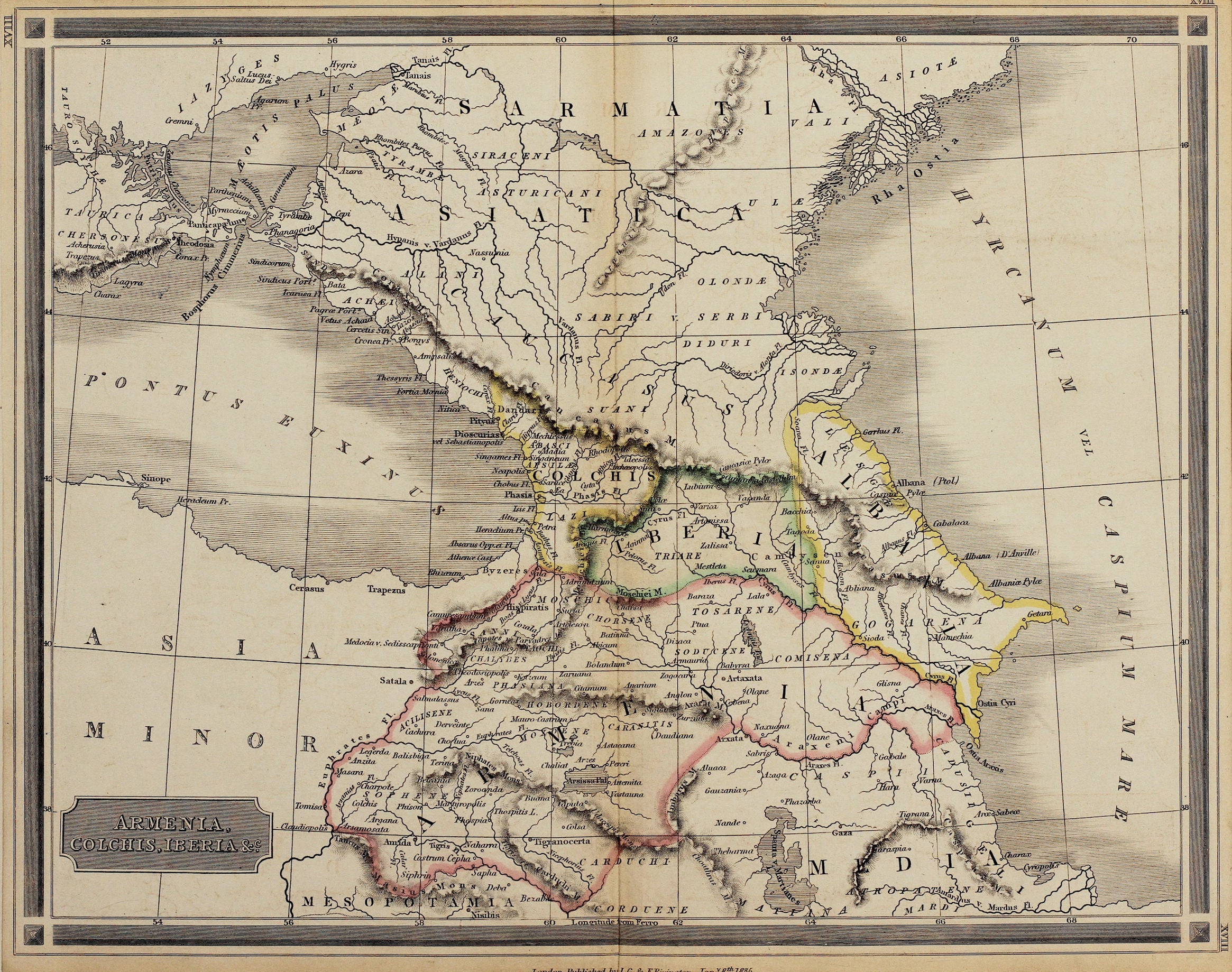Armenia, Colchis, Iberia & etc - Antique Map, circa 1835 – The Witch Ball