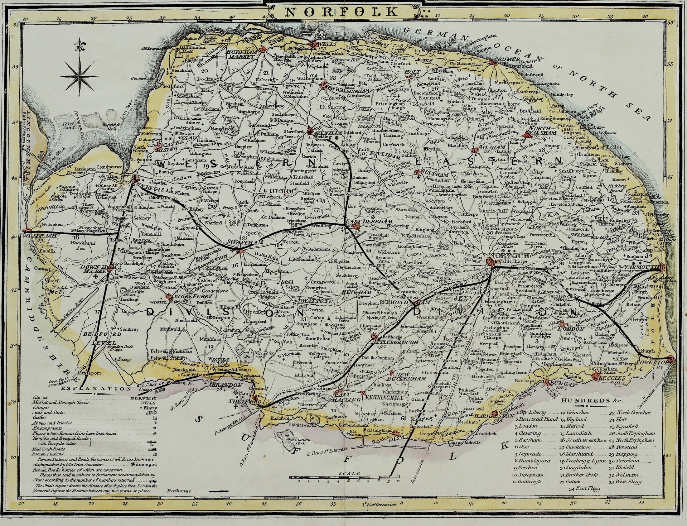 Norfolk - Antique Map for Dugdale, circa 1850 – The Witch Ball