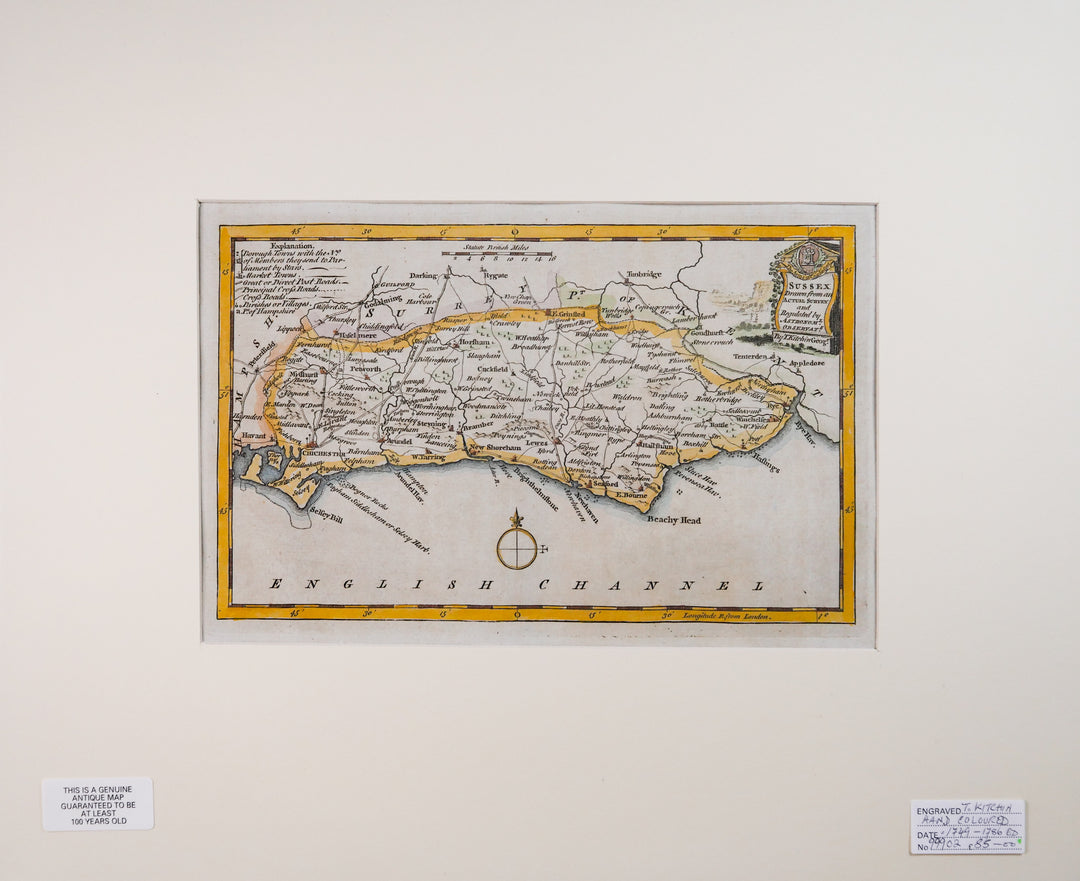 Sussex - Antique Map 1749 - 1786 – The Witch Ball