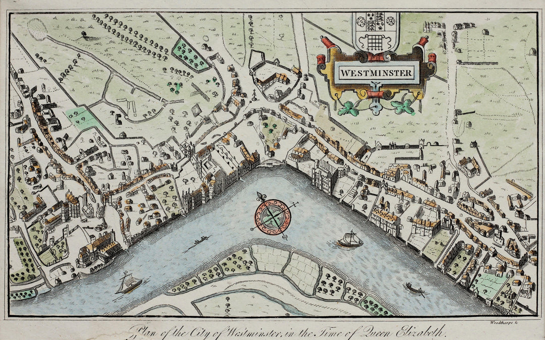 Westminster - Antique Map by Woodthorpe, 1813 – The Witch Ball